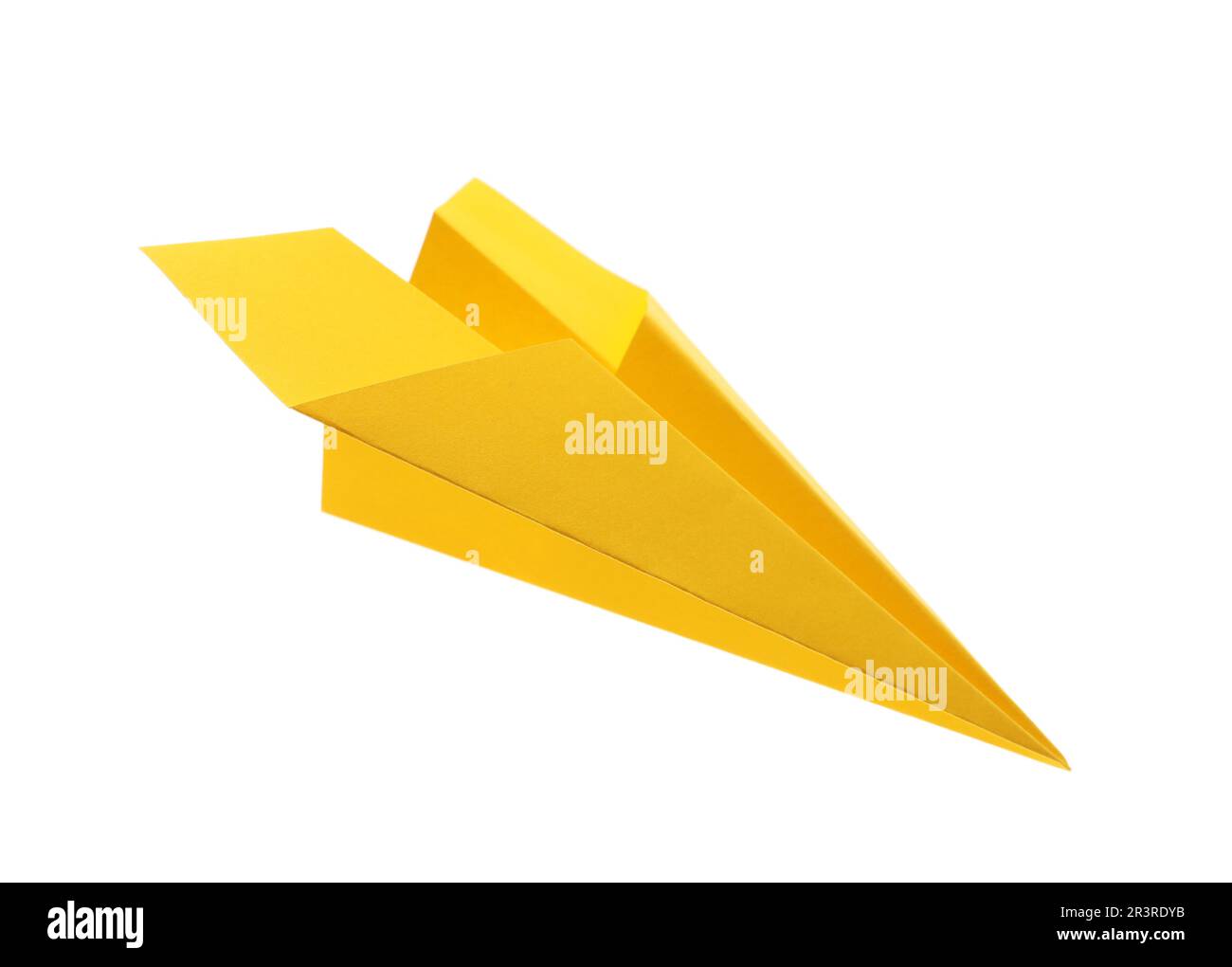 Handmade yellow paper plane isolated on white Stock Photo - Alamy