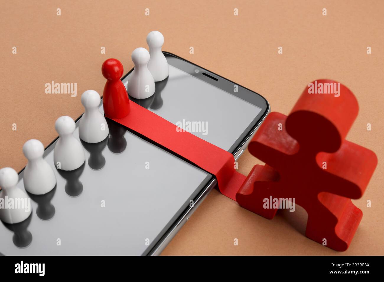 Recruitment process, job competition concept. Red pawn among white ones ...