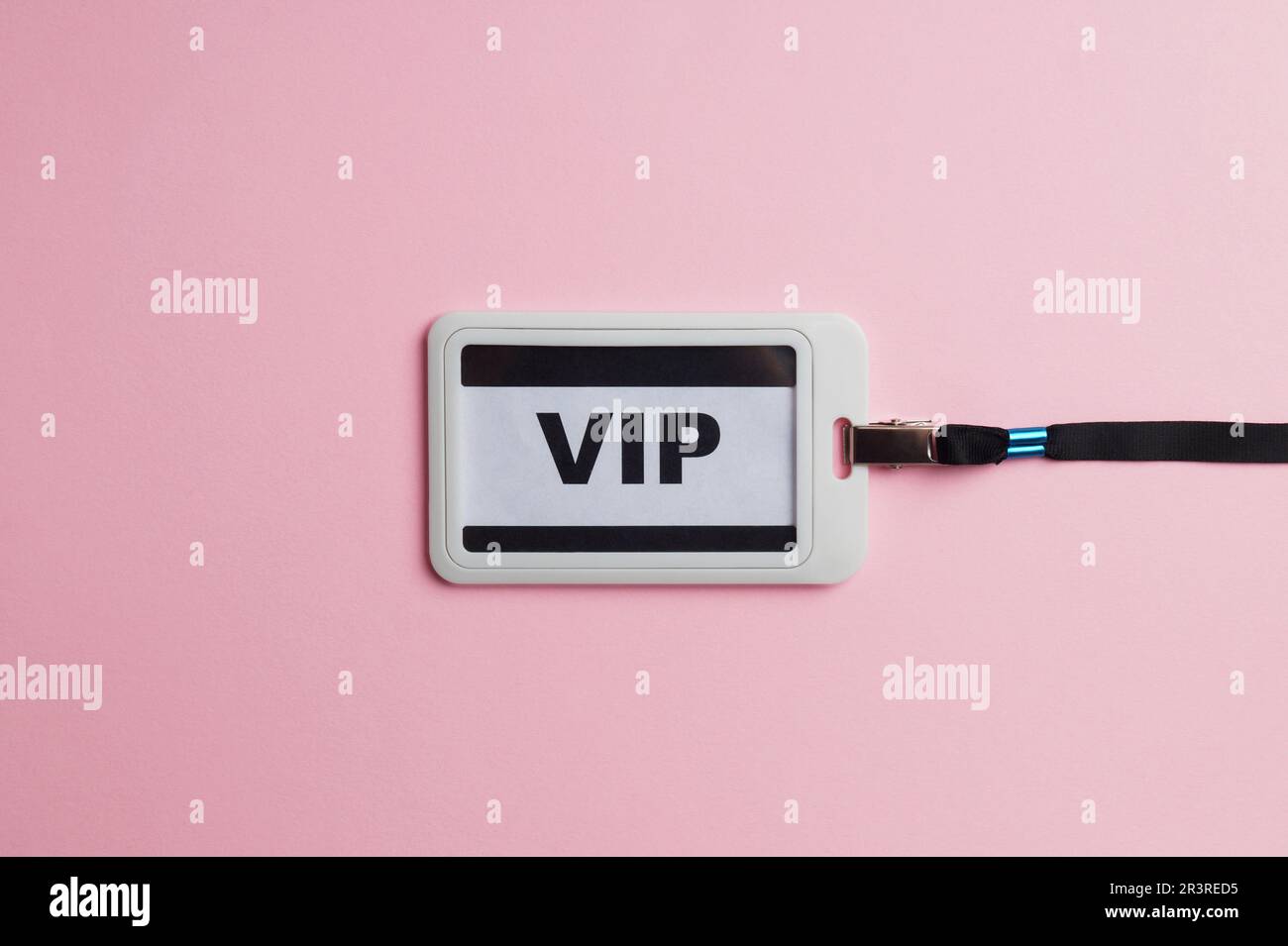 Plastic vip badge on pale pink background, top view Stock Photo - Alamy