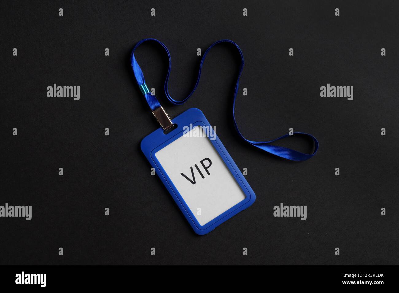 Plastic vip badge on black background, top view Stock Photo - Alamy