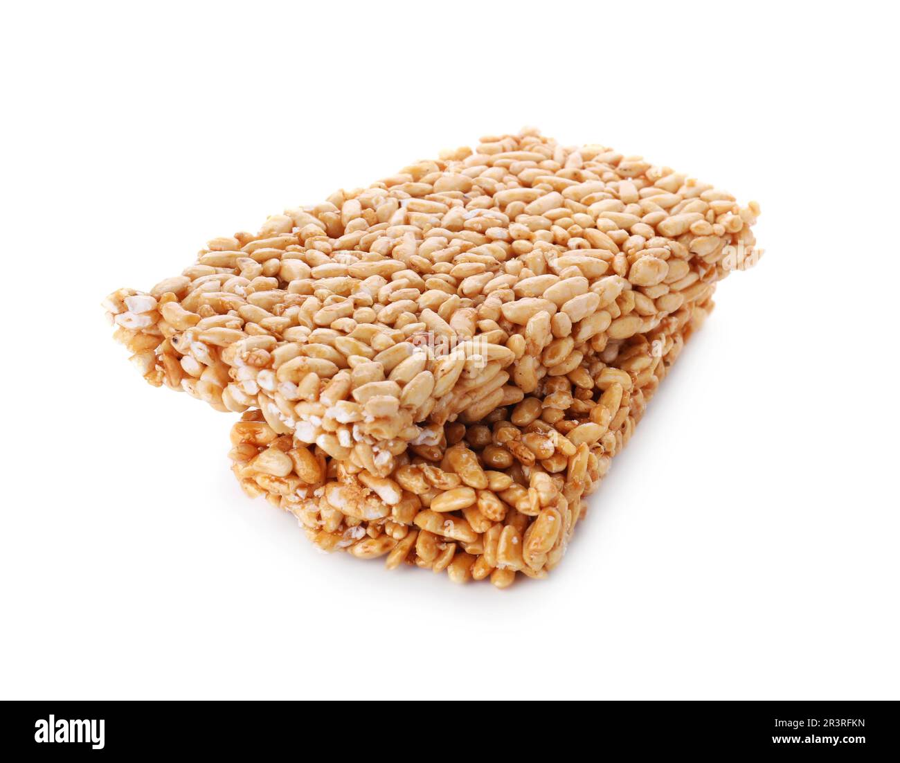 Puffed rice bars (kozinaki) on white background Stock Photo - Alamy