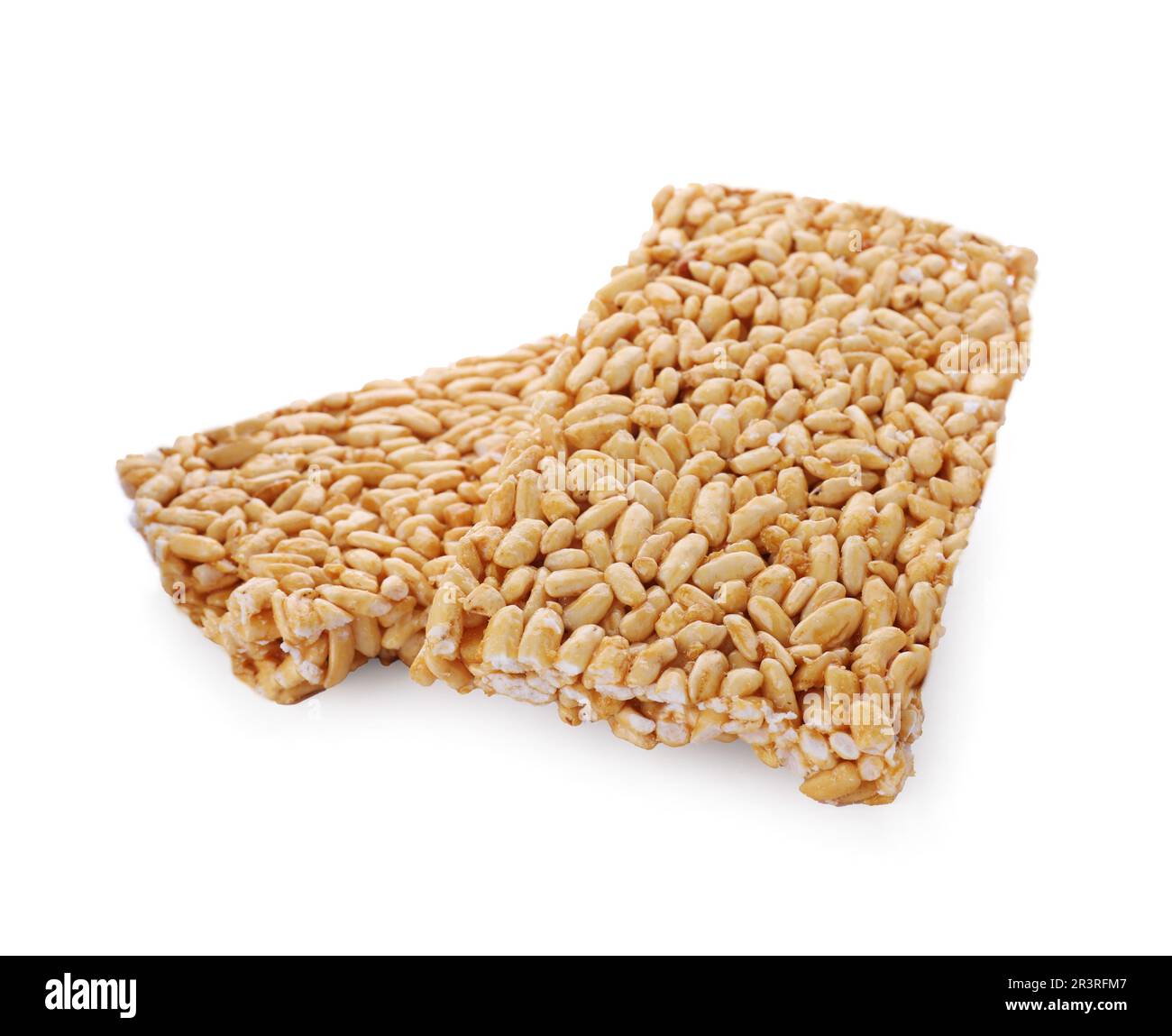 Puffed rice bars (kozinaki) on white background Stock Photo - Alamy
