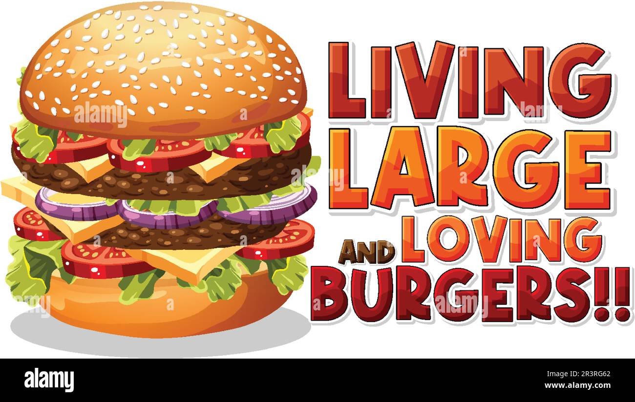 Living large and loving burgers icon cartoon illustration Stock Vector ...