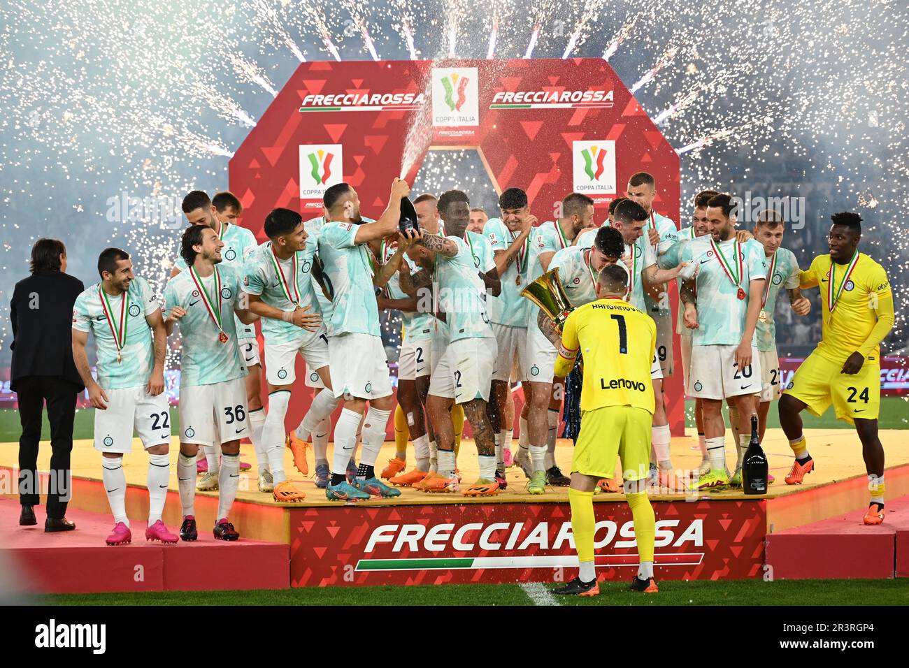 Final joy with a Trophy (Inter) during the Italian "Serie Italy Cup ...