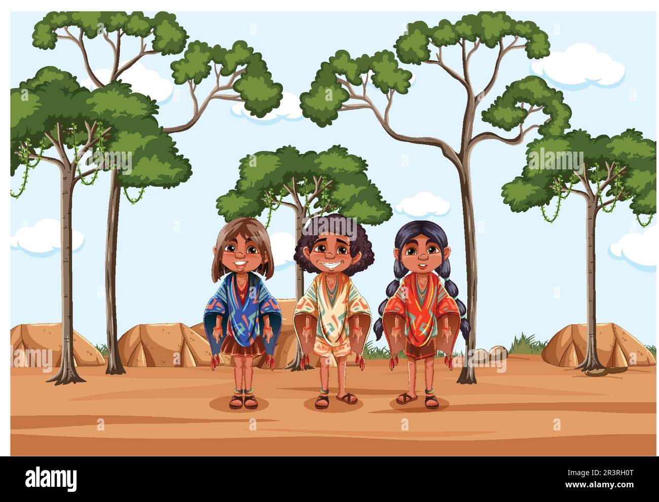 Indigenous Kids Cartoon Character illustration Stock Vector Image & Art ...