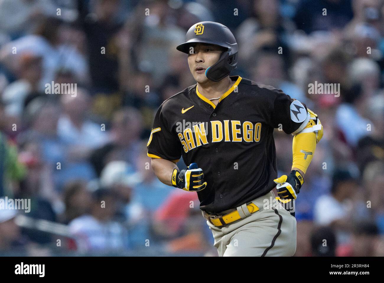 San Diego Padres' Ha-Seong Kim runs the bases after hitting a home run ...