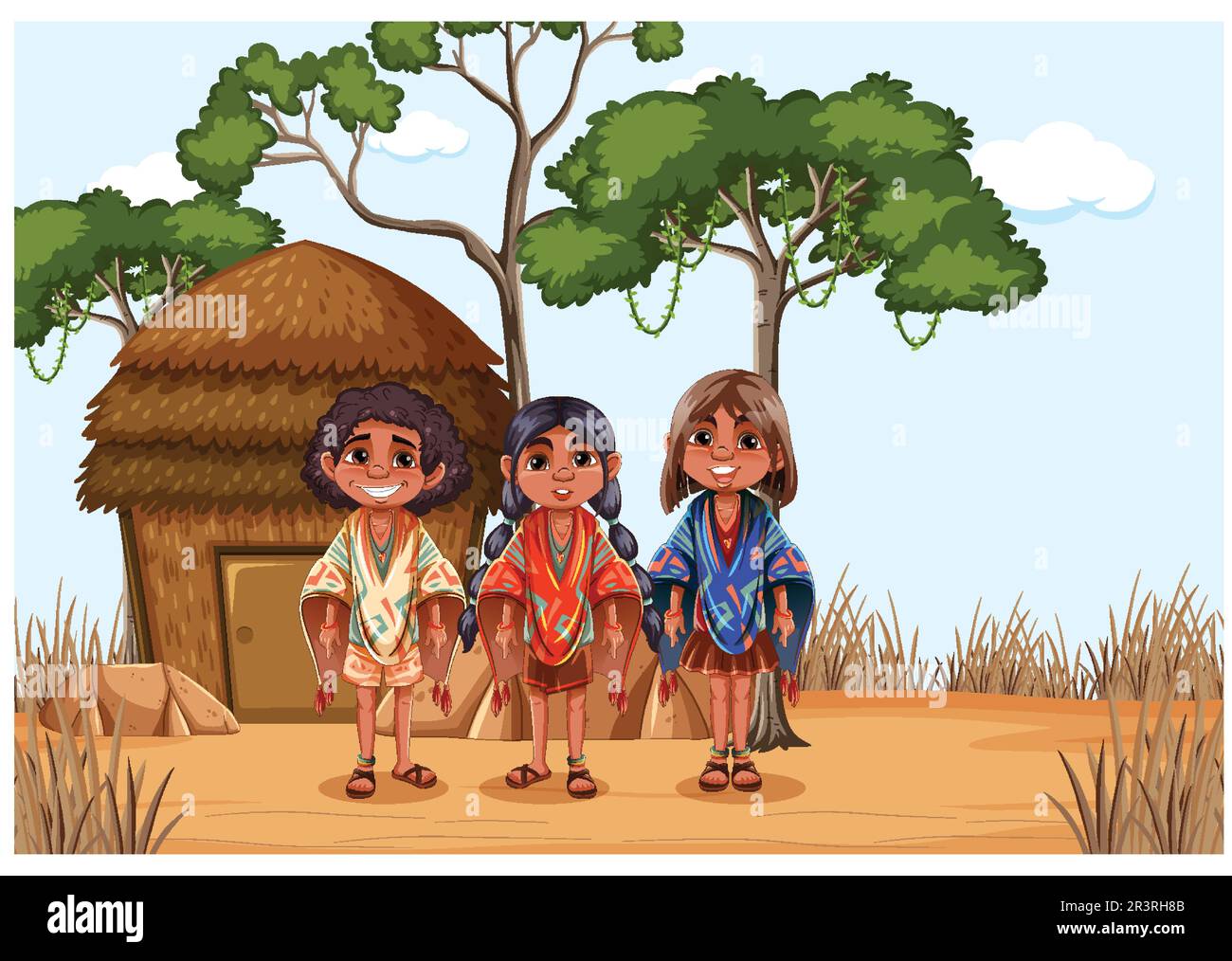 Indigenous Kids Cartoon Character illustration Stock Vector Image & Art ...