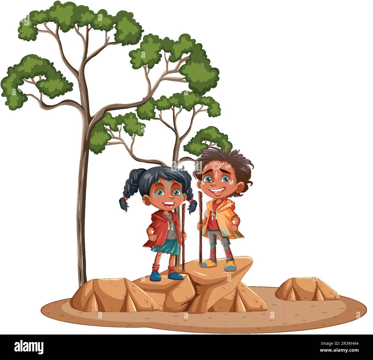 Indigenous Kids Cartoon Character illustration Stock Vector Image & Art ...