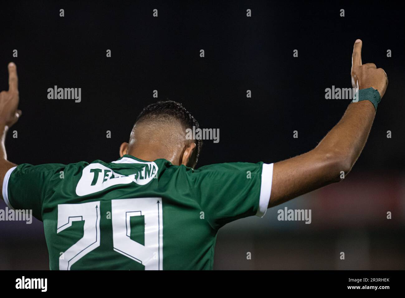 Campinas, Brazil. 24th May, 2023. Isaque celebrates his 1st goal in the ...