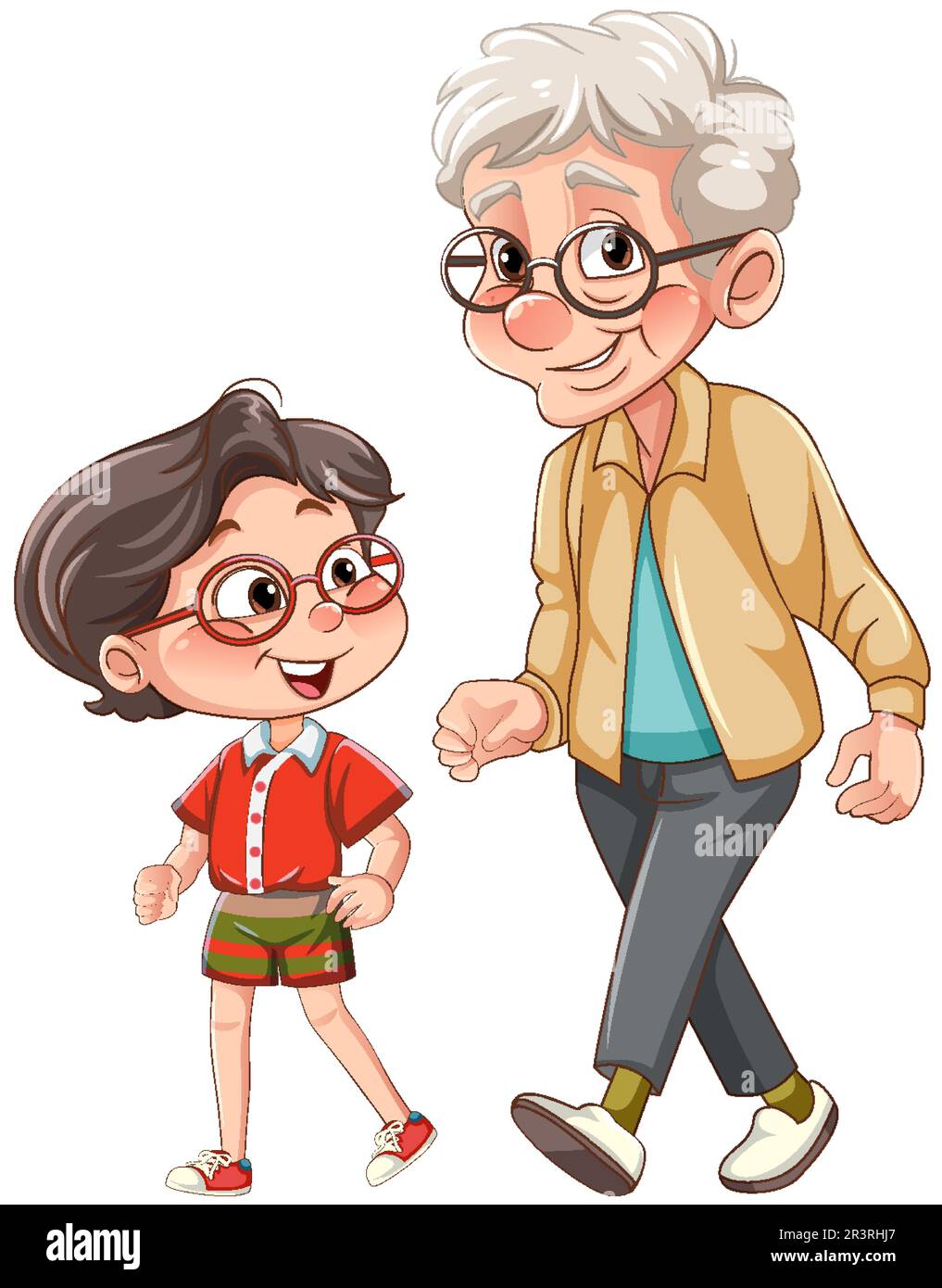 Granny With Her Nephew Cartoon Character Illustration Stock Vector Image And Art Alamy