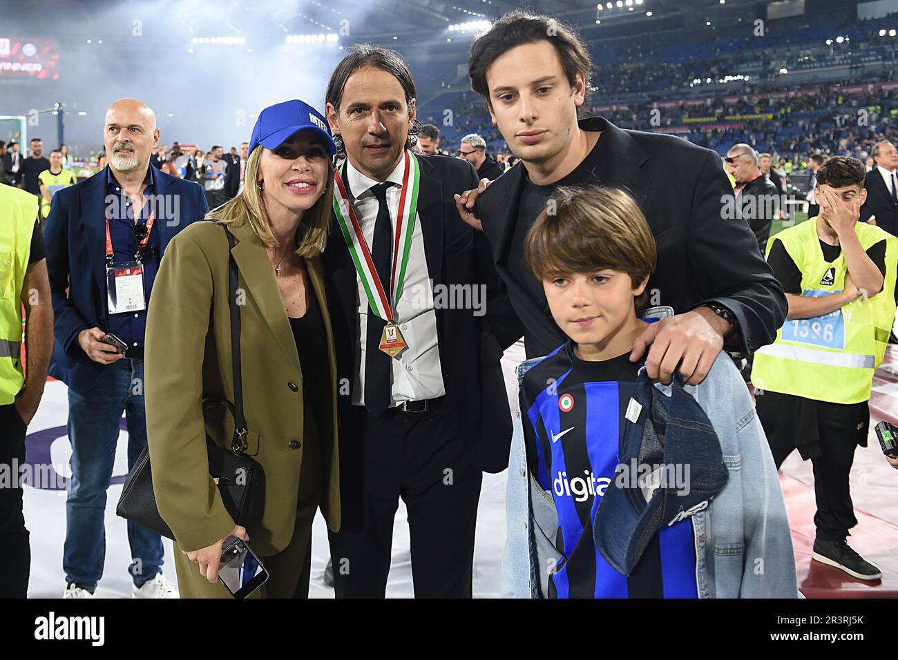 Rome, Lazio. 24th May, 2023. Inter trainer Simone Inzaghi with his wife ...
