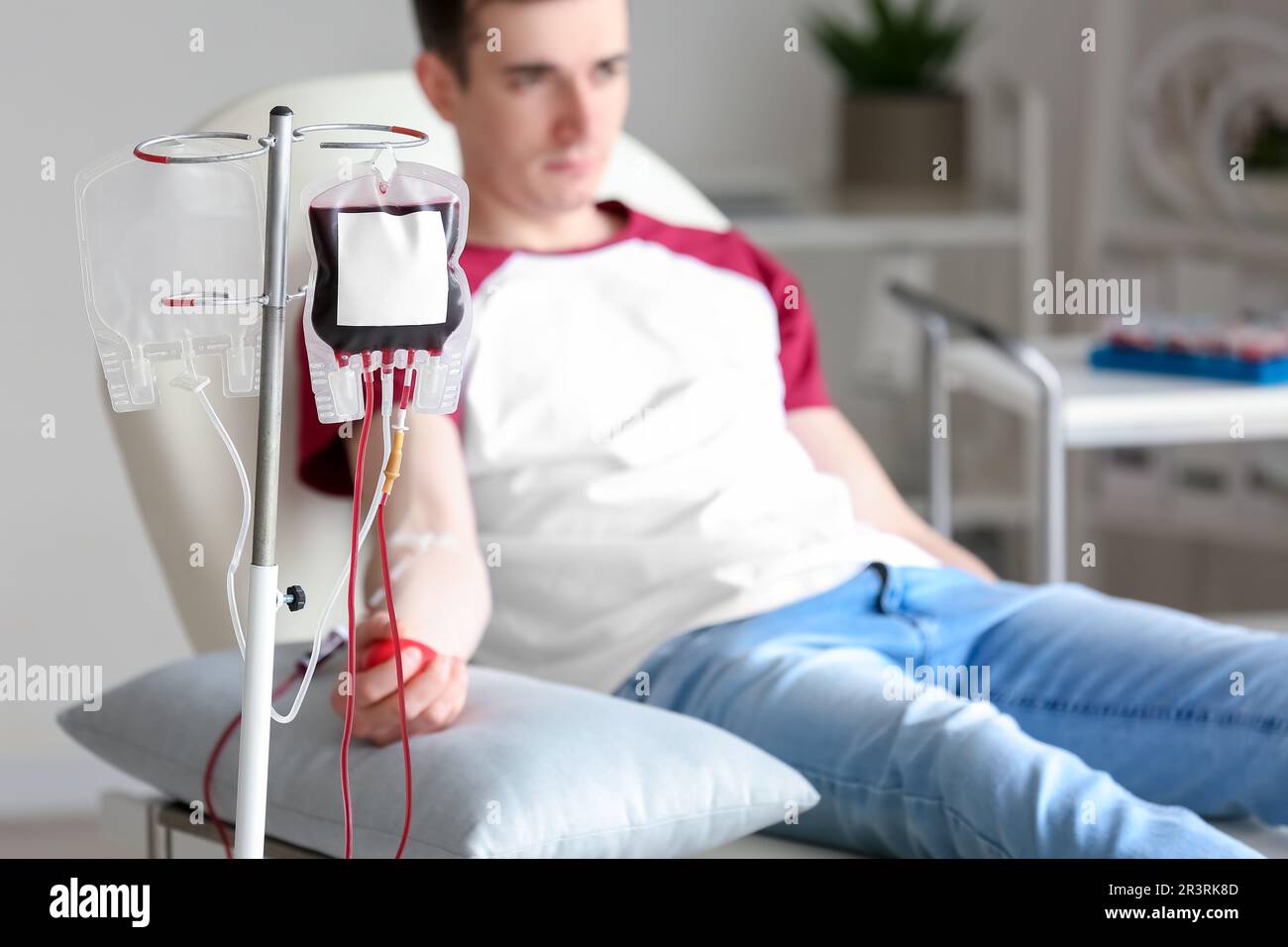 Blood pack for transfusion at hospital, closeup Stock Photo - Alamy