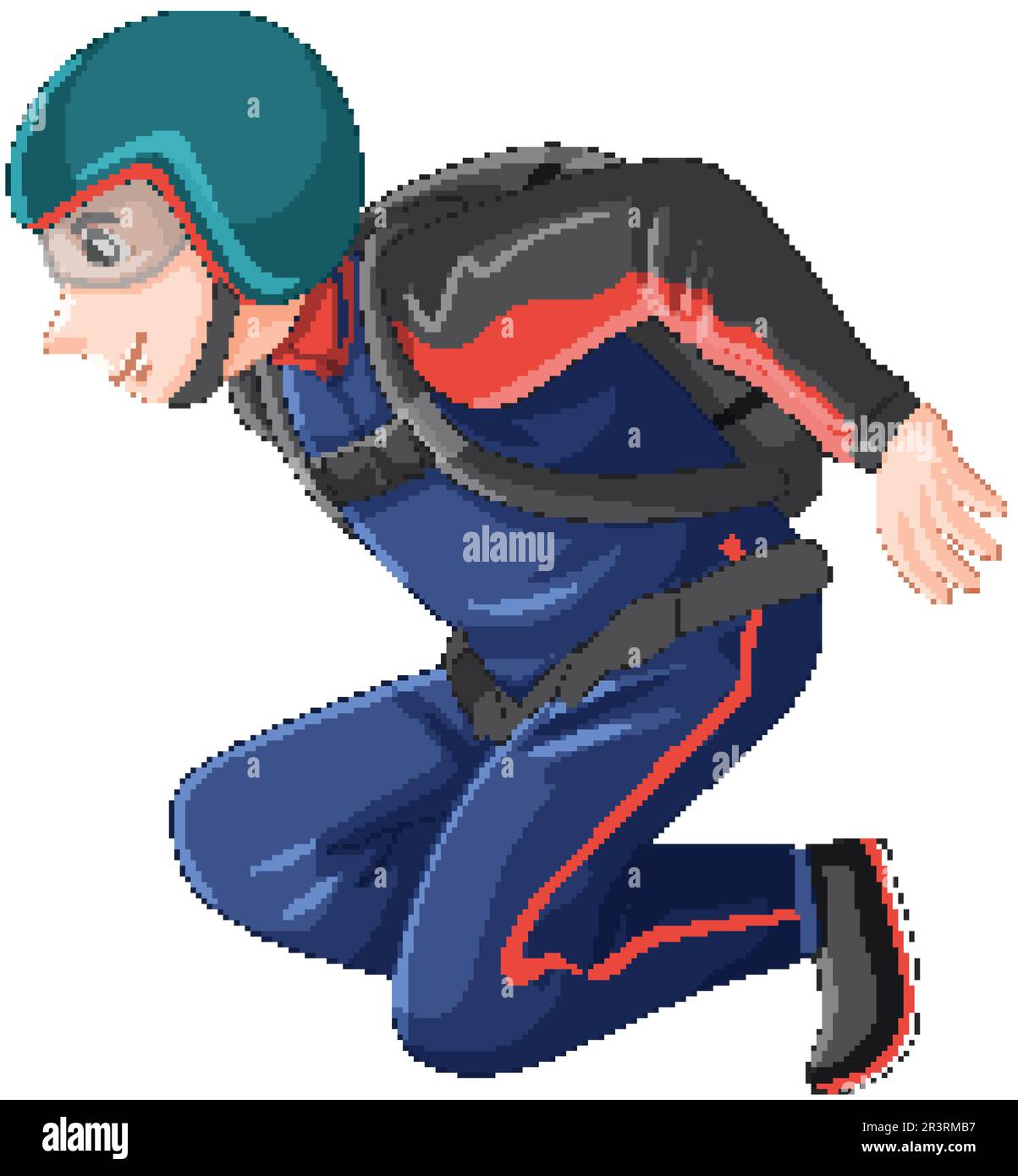 Skydiver in Ready Pose with Parachute Backpack illustration Stock ...