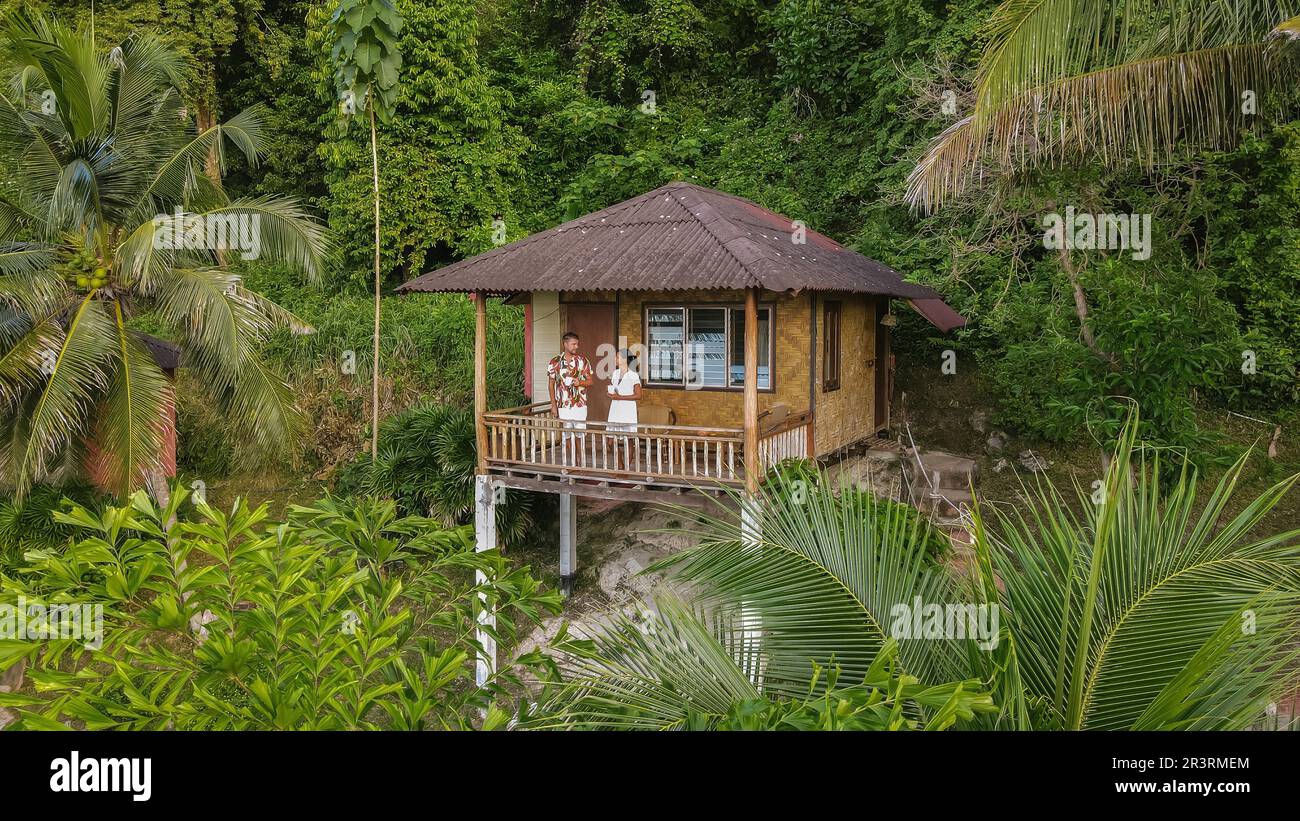 Couple at Railay beach Krabi Thailand, tropical beach of with ...