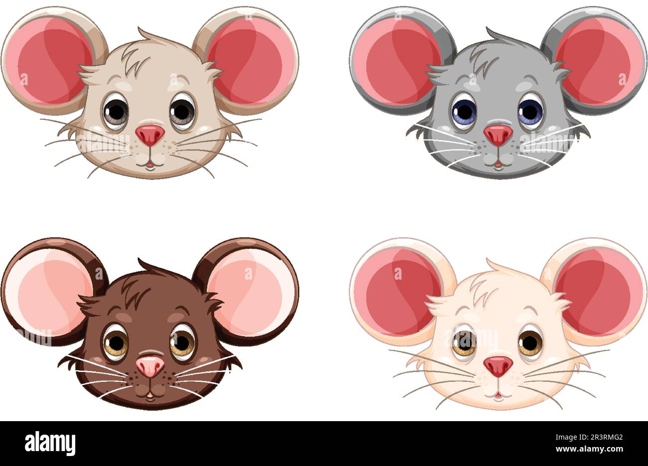Cute mouse cartoon head isolated illustration Stock Vector Image & Art ...