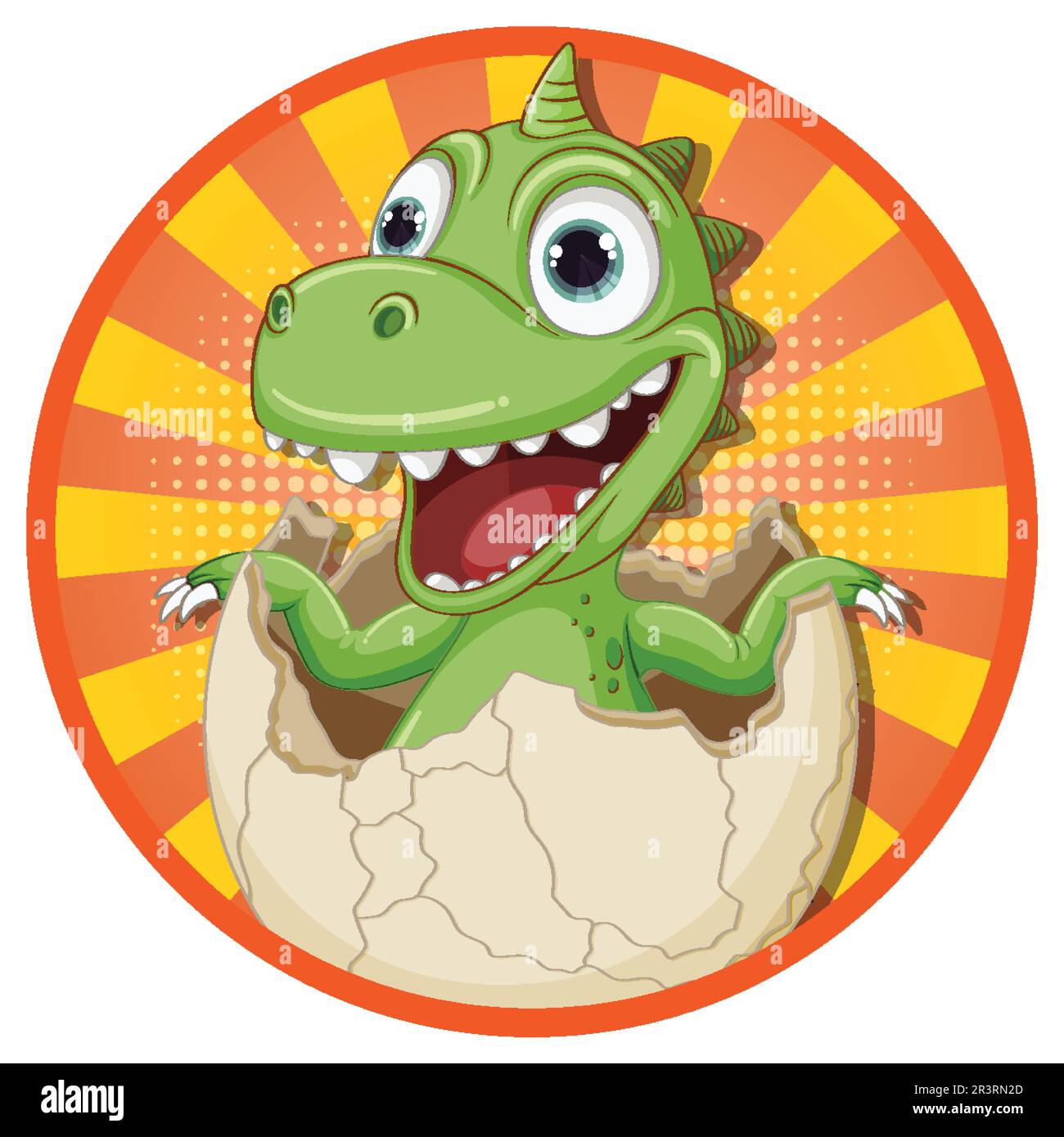 Little Dinosaur Monster Hatching from Egg illustration Stock Vector ...