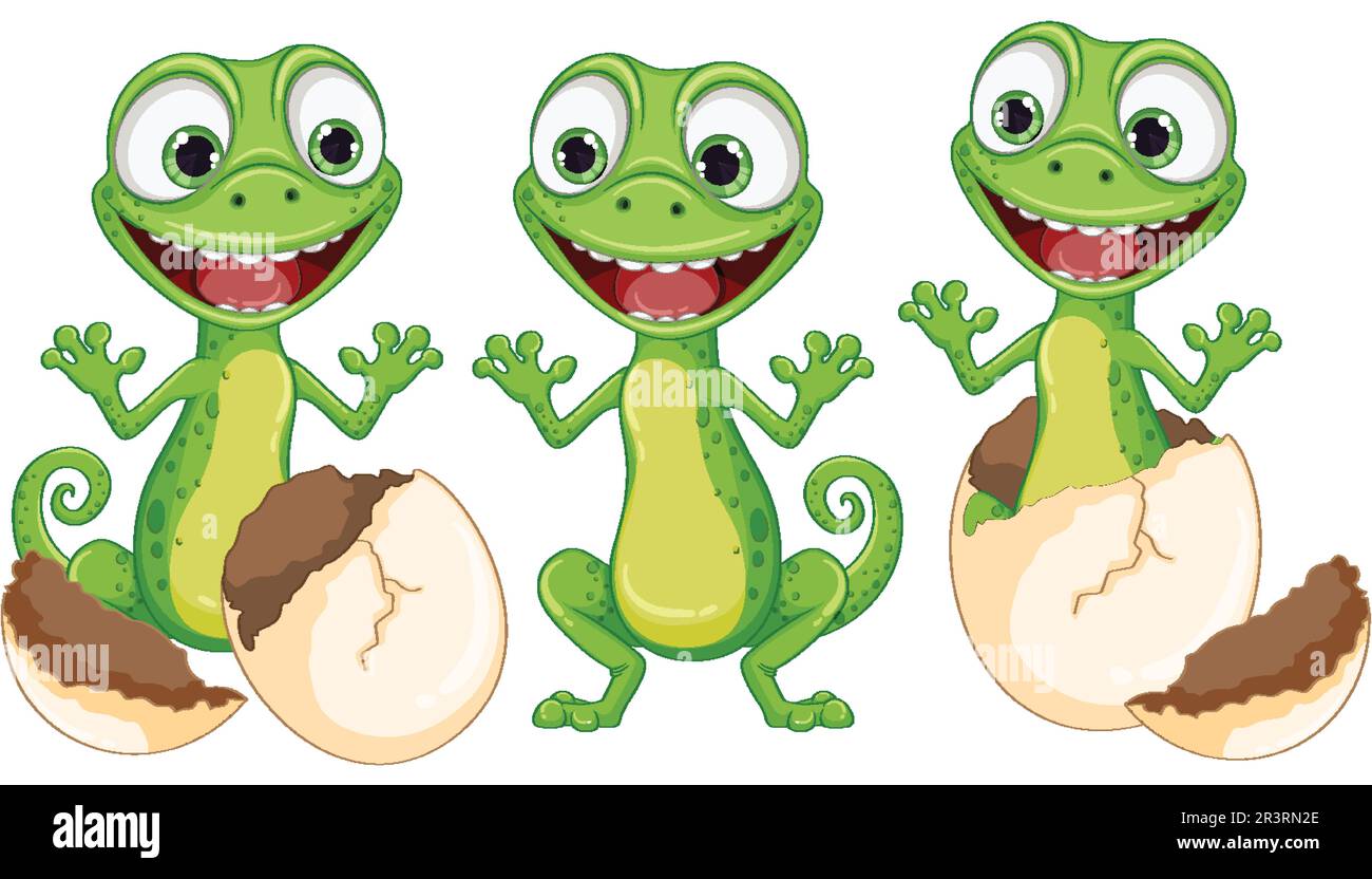 Funny Lizard Hatching From Egg illustration Stock Vector Image & Art ...