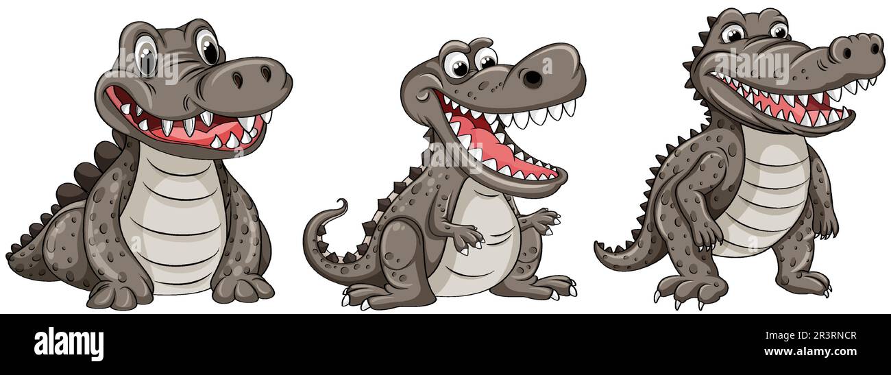 Funny Cartoon Crocodile Character illustration Stock Vector Image & Art ...