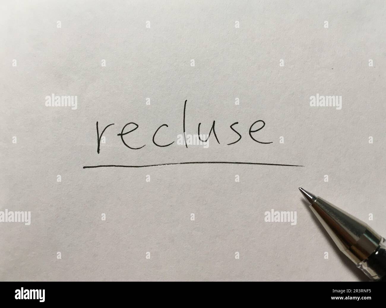 Recluse concept word on paper background Stock Photo - Alamy