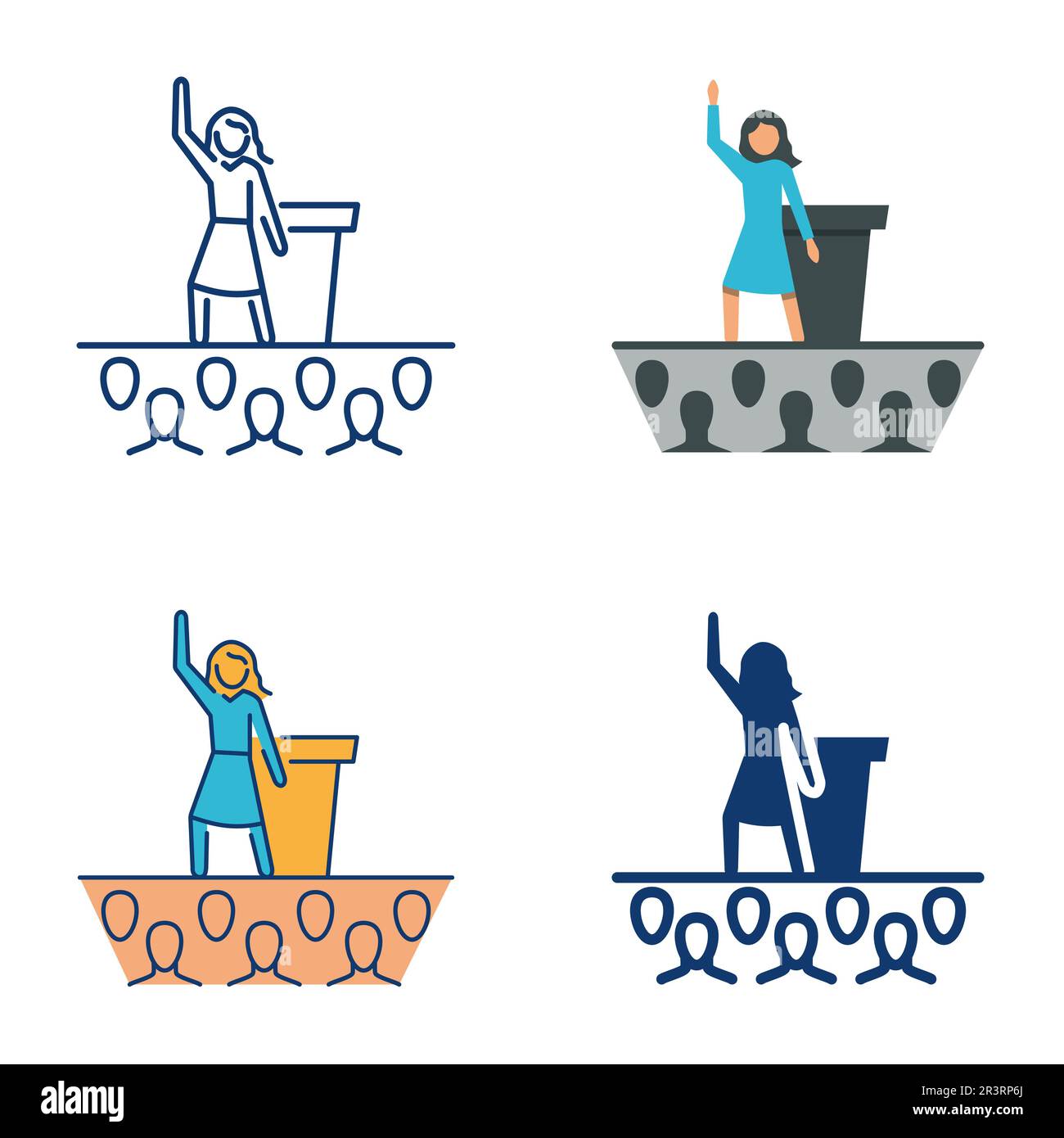 Businesswoman giving presentation podium Stock Vector Images - Alamy