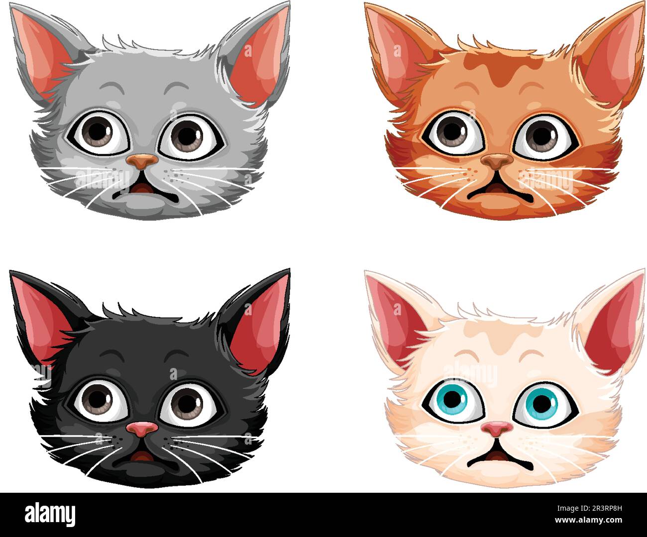 Cute cat face cartoon character illustration Stock Vector Image & Art ...