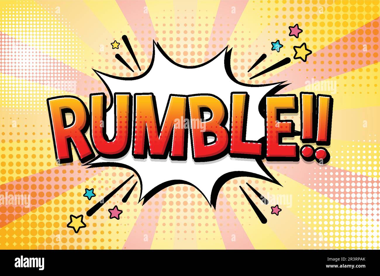 Rumble retro comic speech bubble and effect in pop art style ...