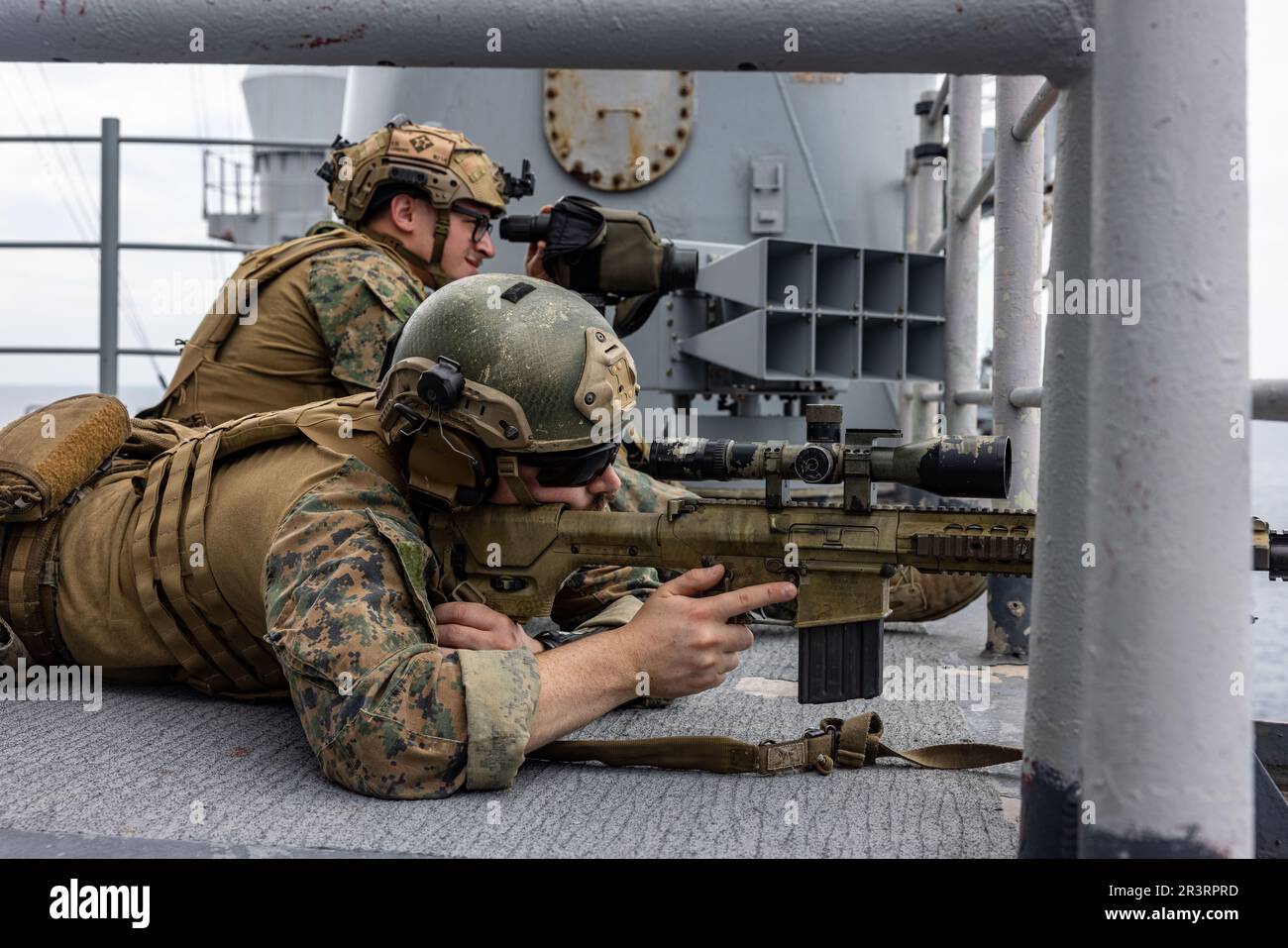 U.S. Marines with the 26th Marine Expeditionary Unit, sight in on a ...