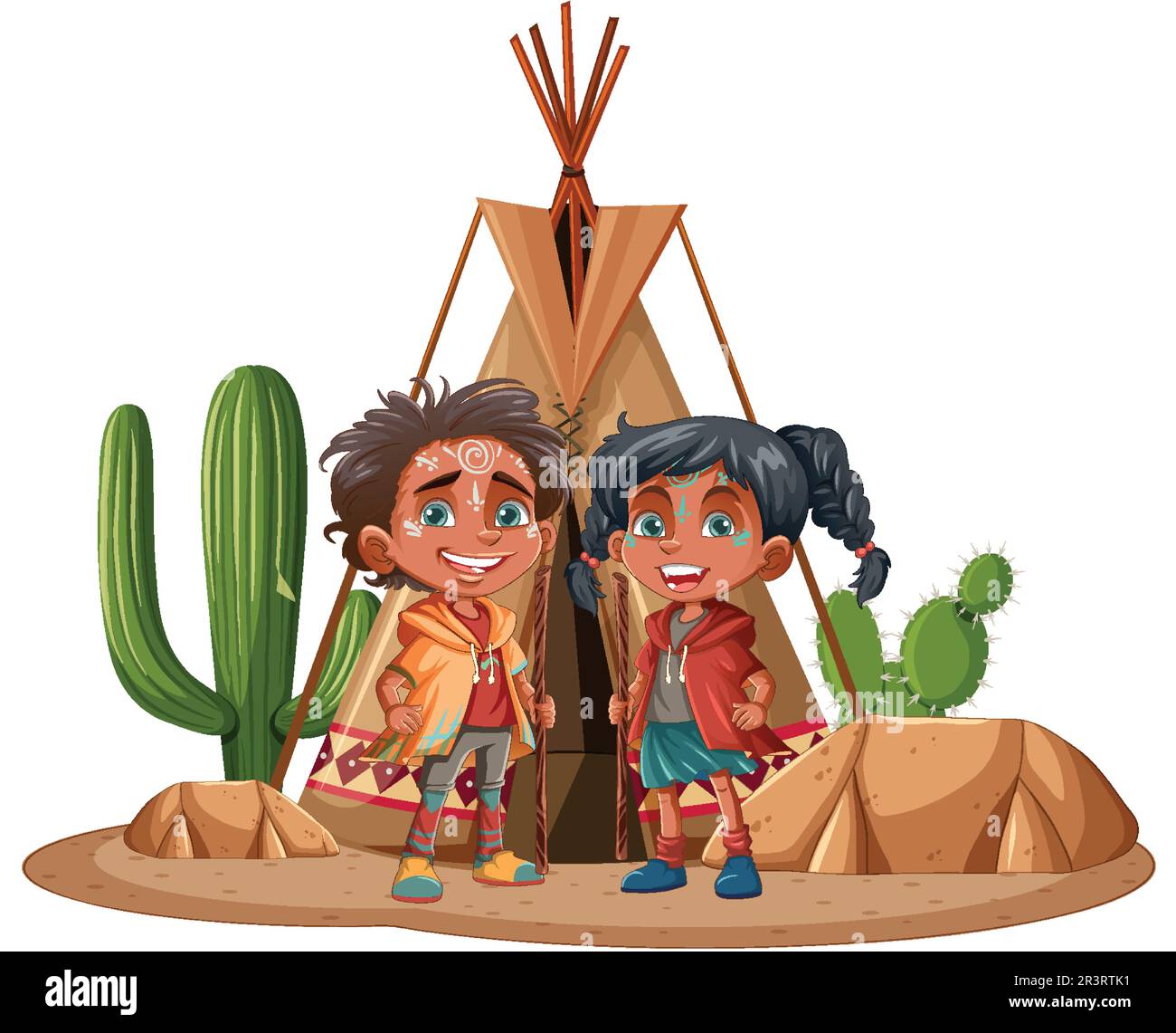 Indigenous Kids Cartoon Character illustration Stock Vector Image & Art ...