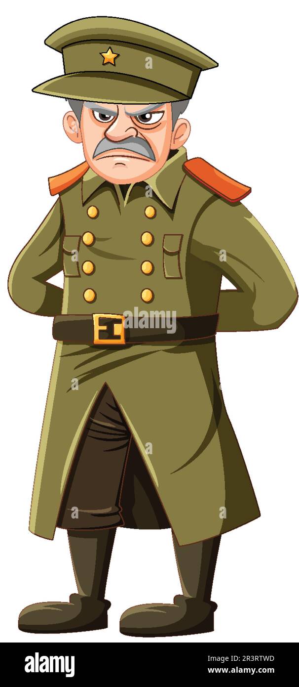 Serious Military Officer with Grumpy Expression illustration Stock ...