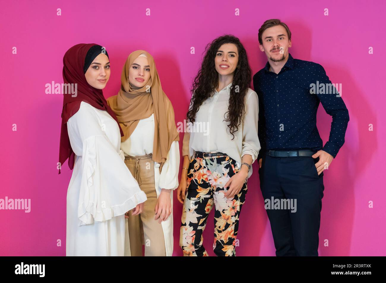 Portrait of happy young muslims representing Ramadan concept Stock ...