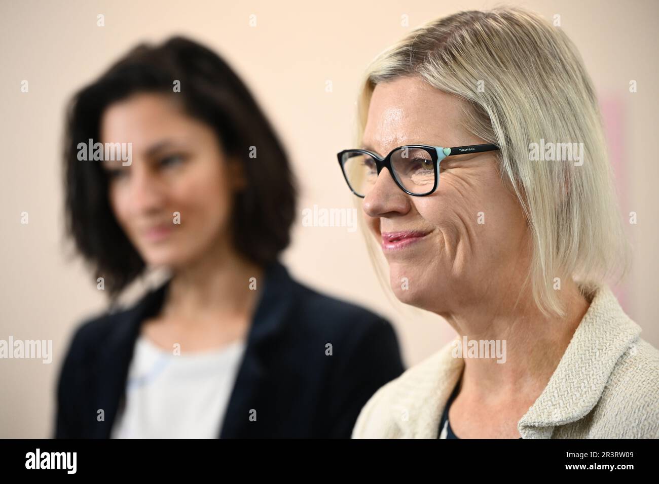 CALC CEO Stephanie Tonkin (left) and VCOSS CEO Emma King during a press ...