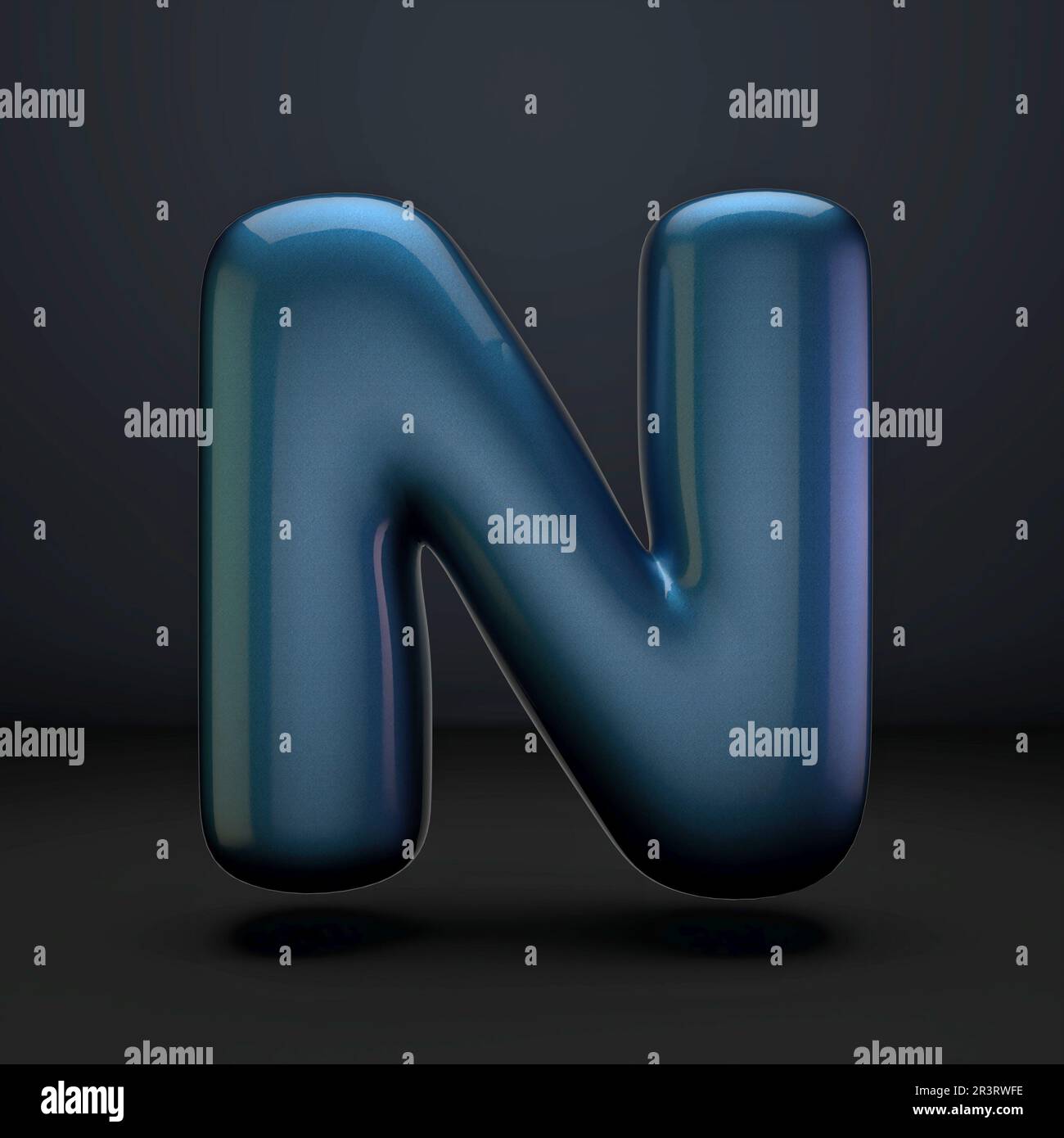 Dark blue shiny font Letter N 3D Stock Photo - Alamy
