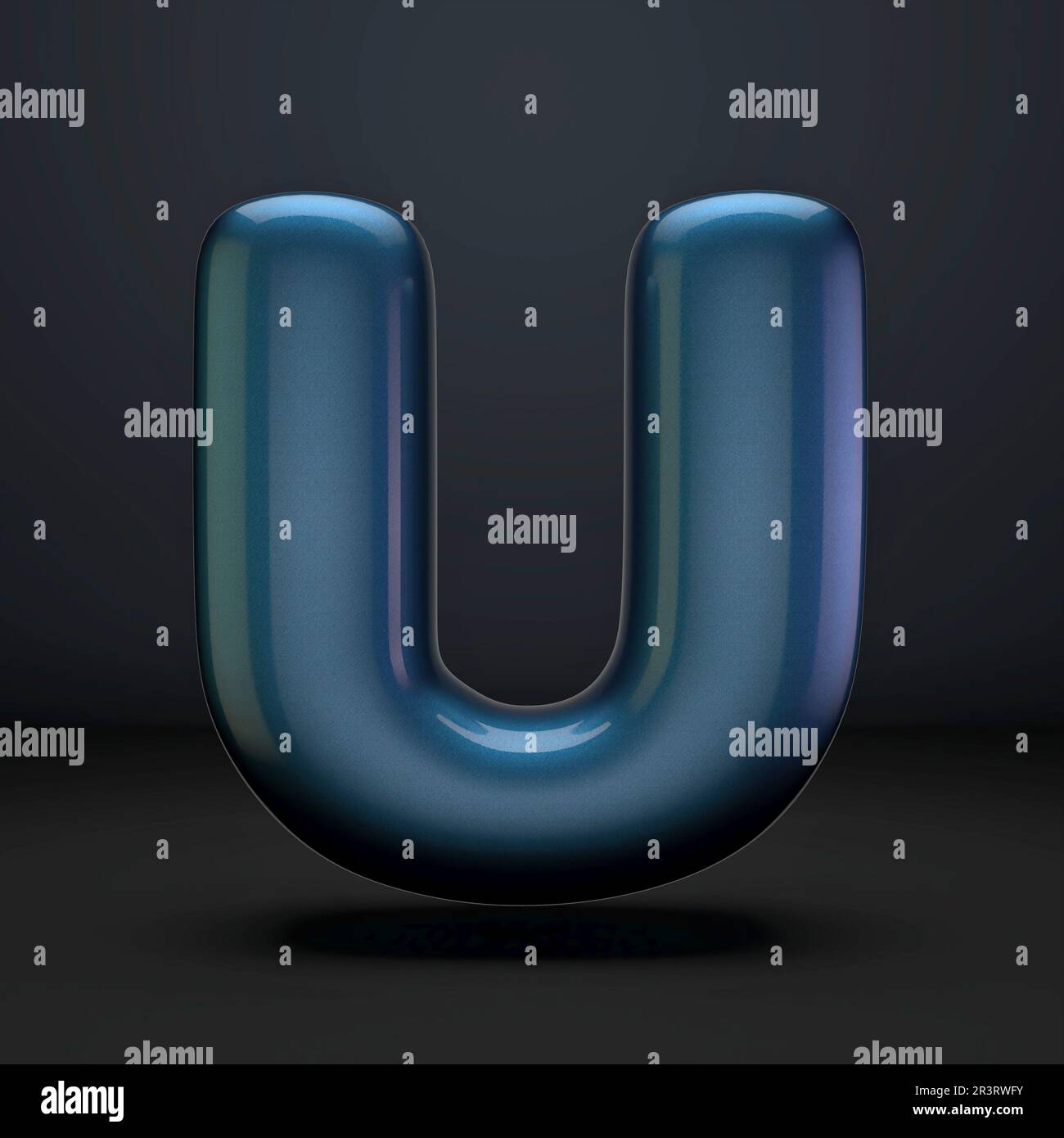 Dark blue shiny font Letter U 3D Stock Photo - Alamy