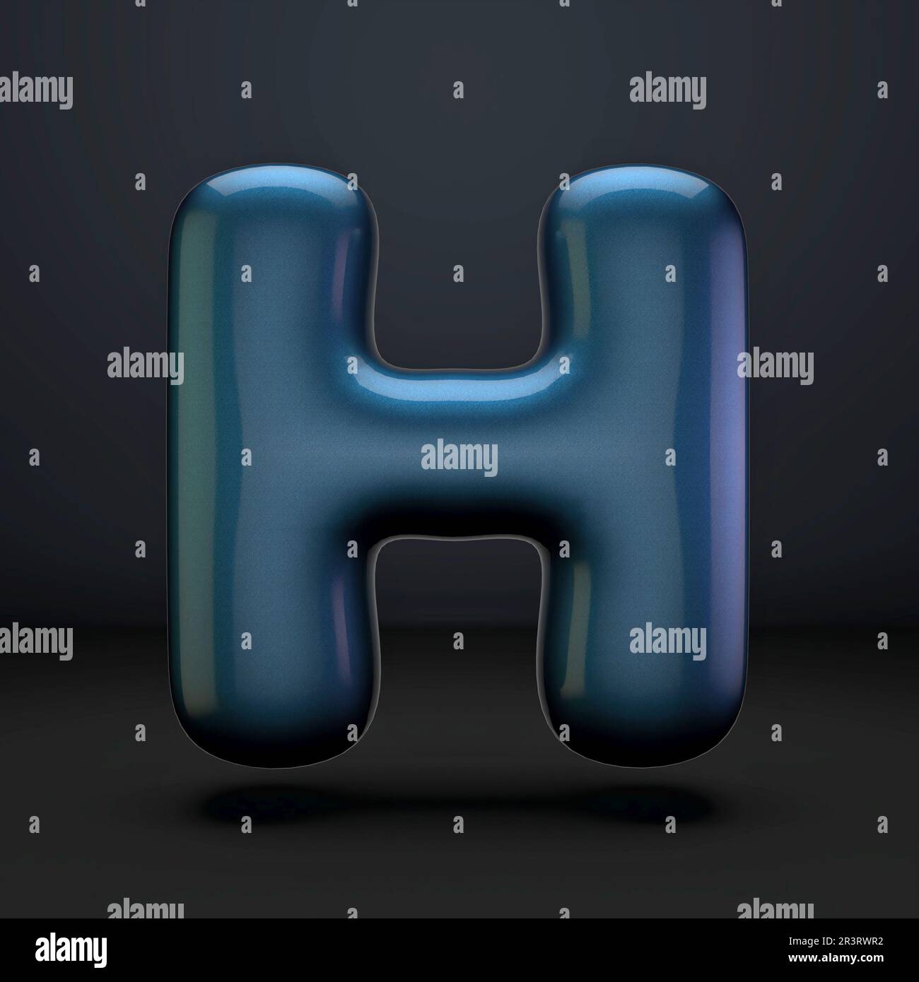 Dark blue shiny font Letter H 3D Stock Photo - Alamy