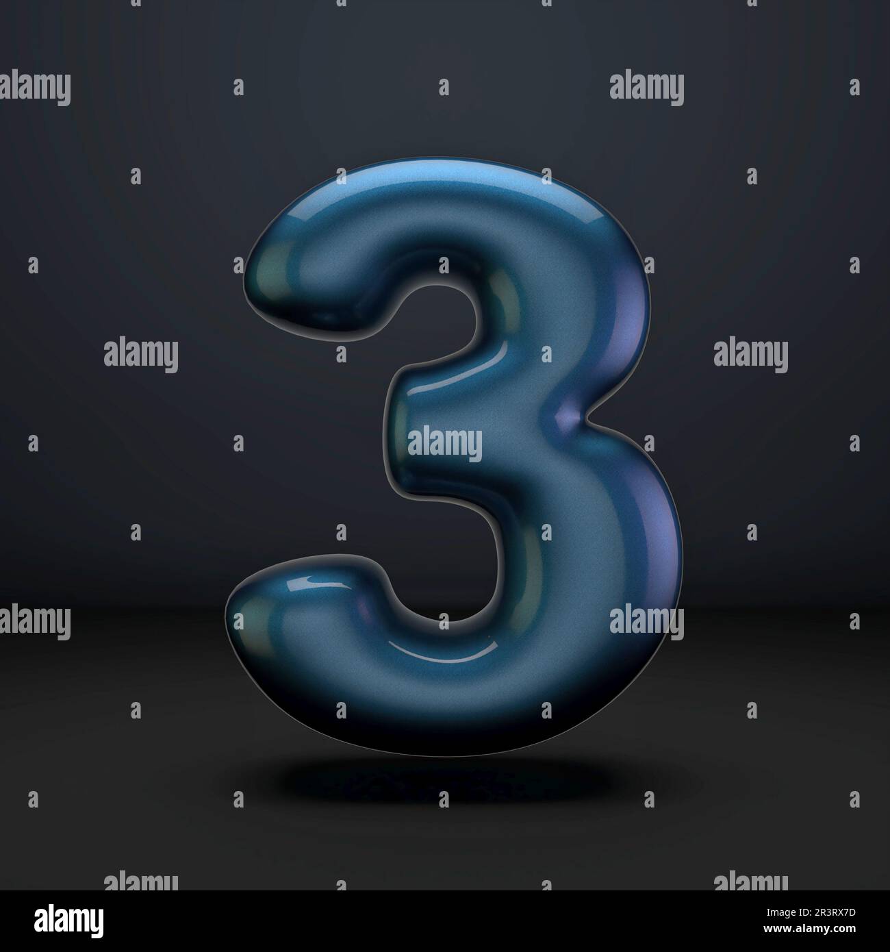 Dark blue shiny font Number 3 THREE 3D Stock Photo - Alamy