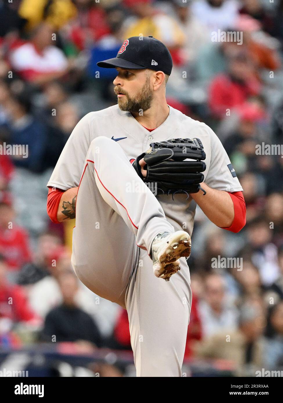 ANAHEIM, CA - MAY 24: Boston Red Sox pitcher James Paxton (65) pitching ...