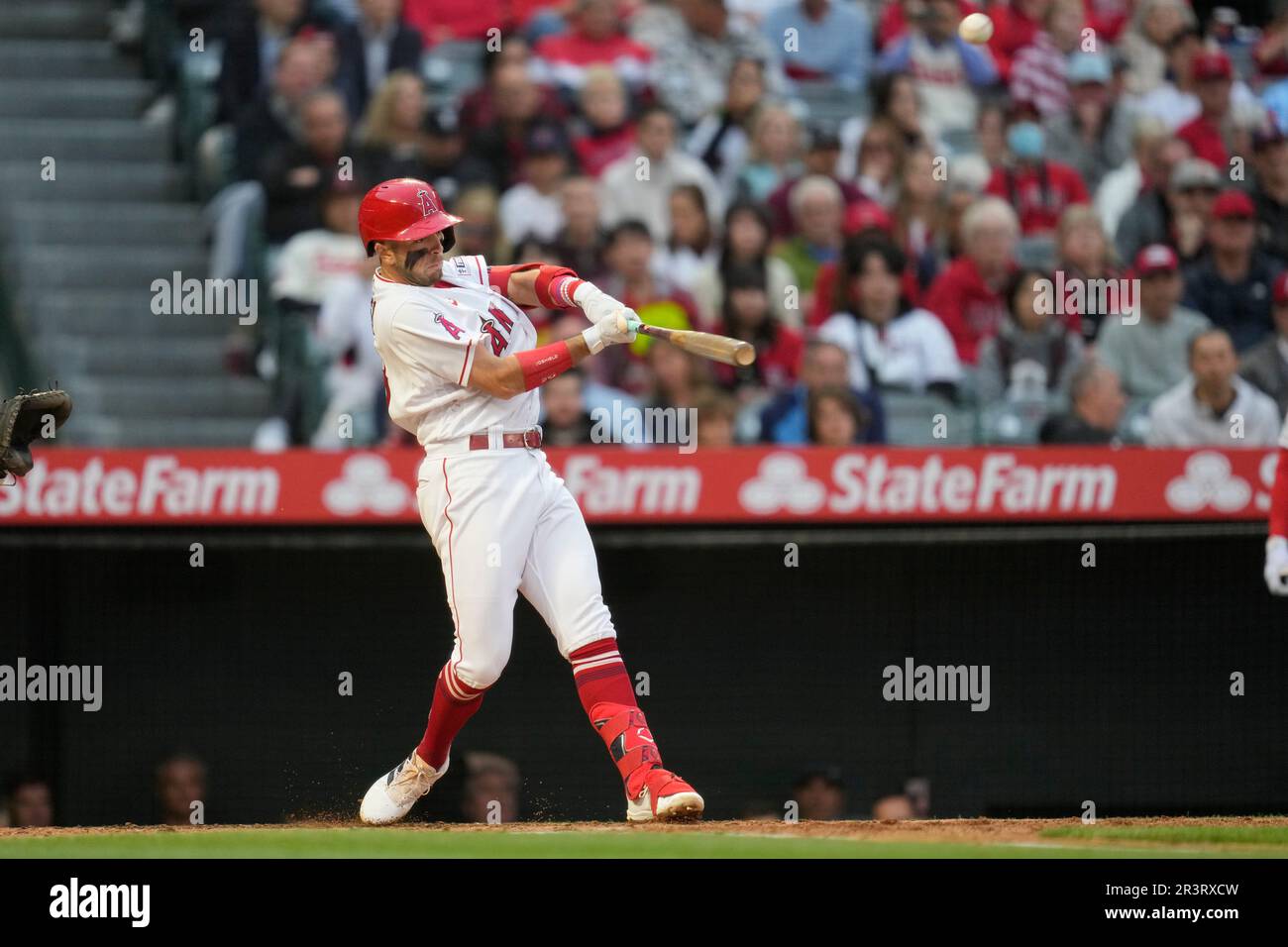 Los Angeles Angels' Zach Neto (9) hits a home run during the second ...