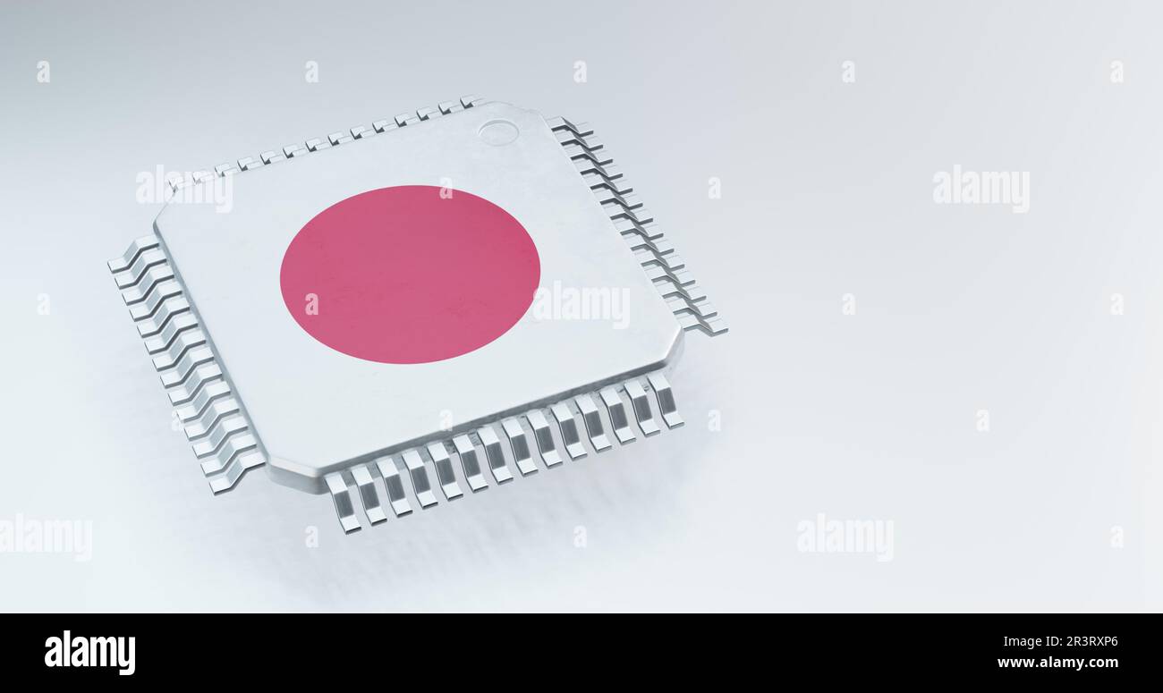 3d render of microchip or semiconductor chip with countries flag for ...