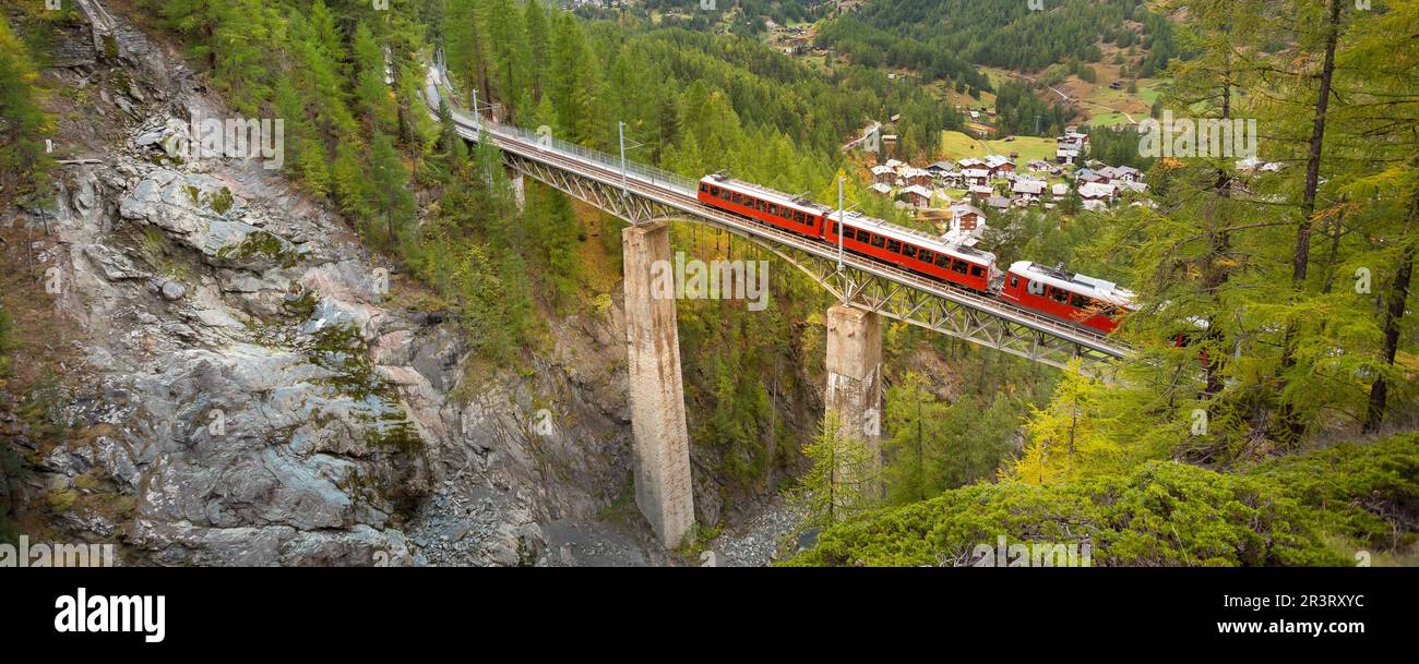 Zermatt, Switzerland. Gornergrat train banner Stock Photo - Alamy