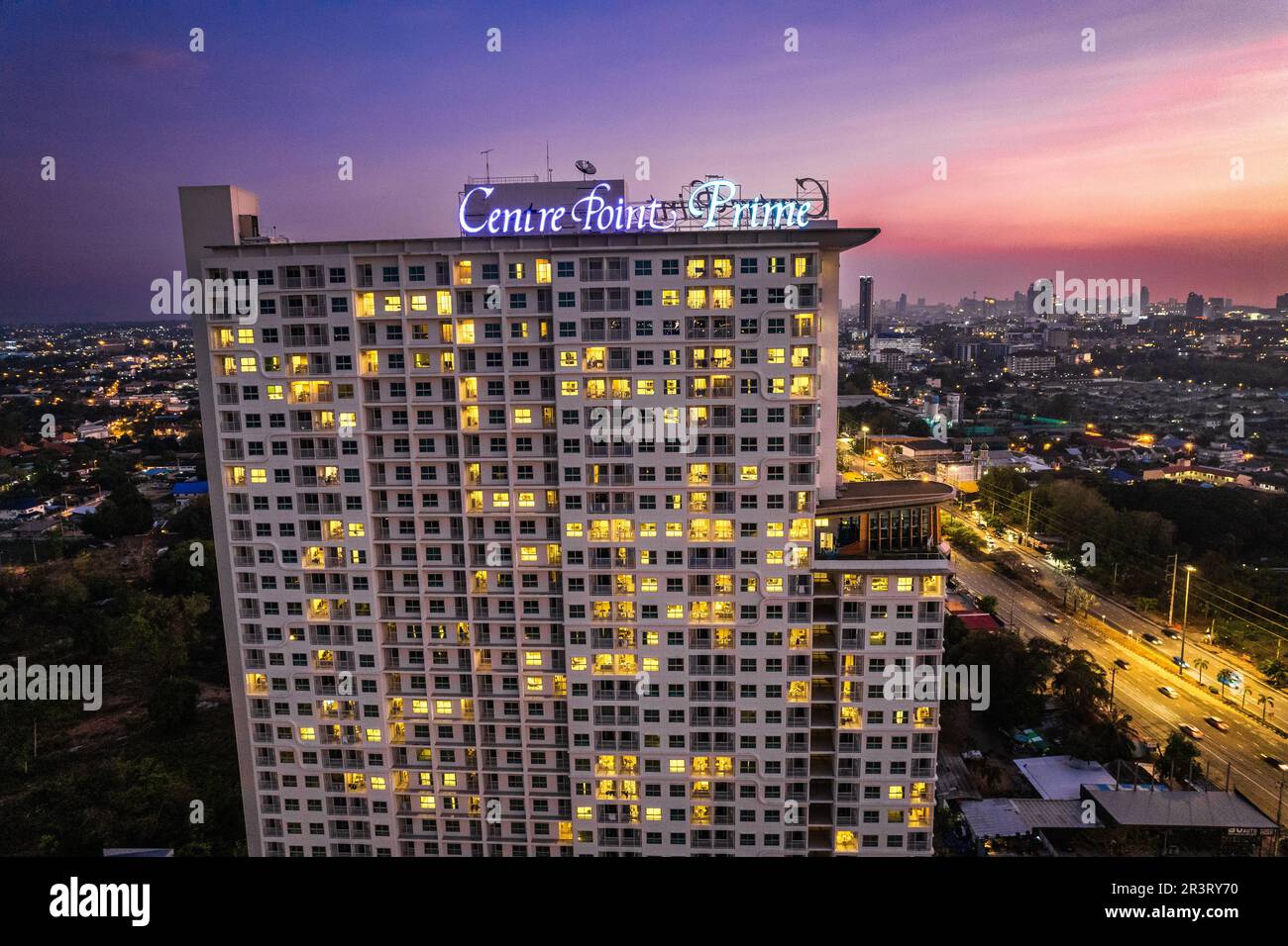 Aerial view of Sukhumvit Road in North Pattaya Naklua, Bang Lamung ...