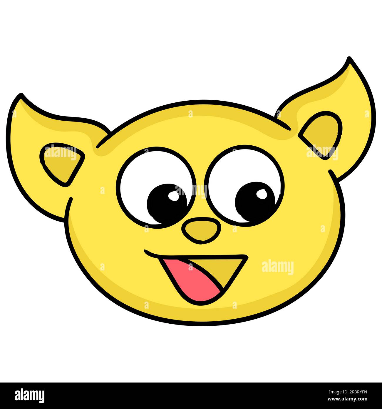 Monster head funny emoticon smiley, doodle icon image Stock Photo - Alamy