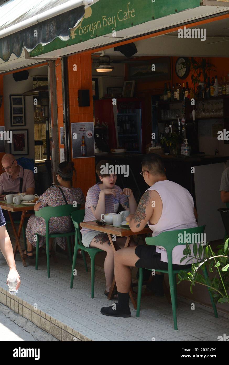 The popular Banyan Bay cafe in Yung Shue Wan, Lamma Island, Hong Kong ...