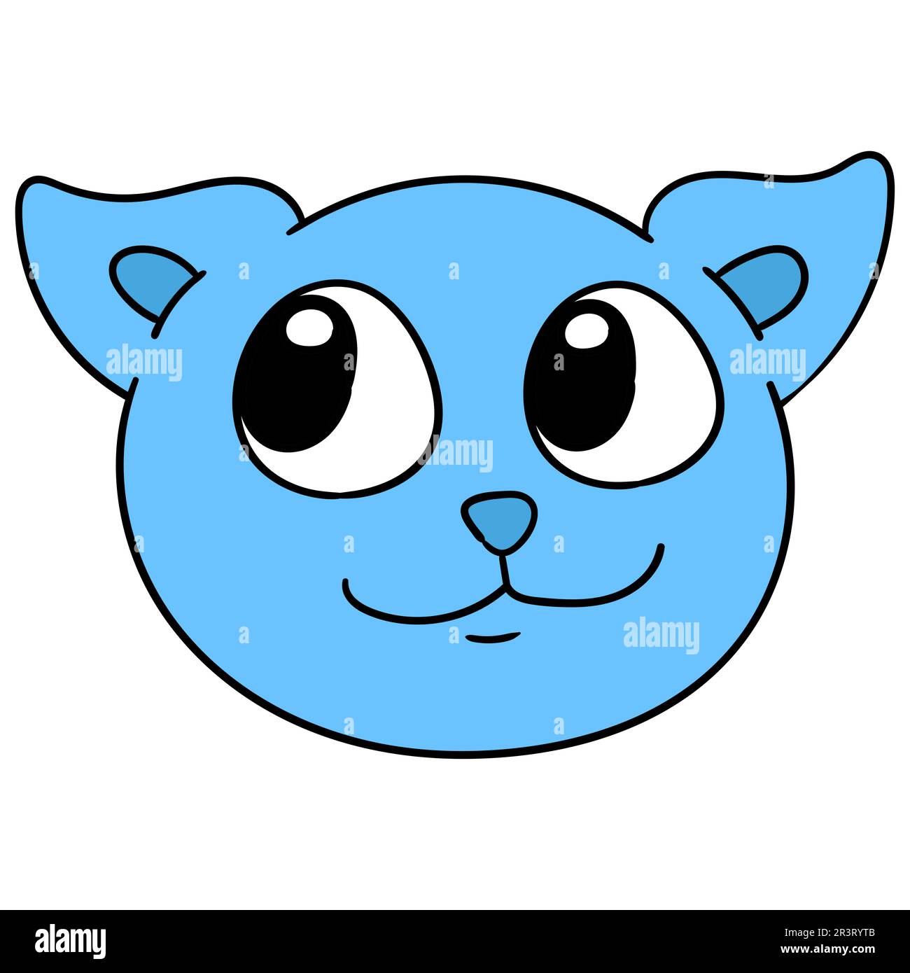Monster blue head funny emoticon smiley, doodle icon image Stock Photo ...
