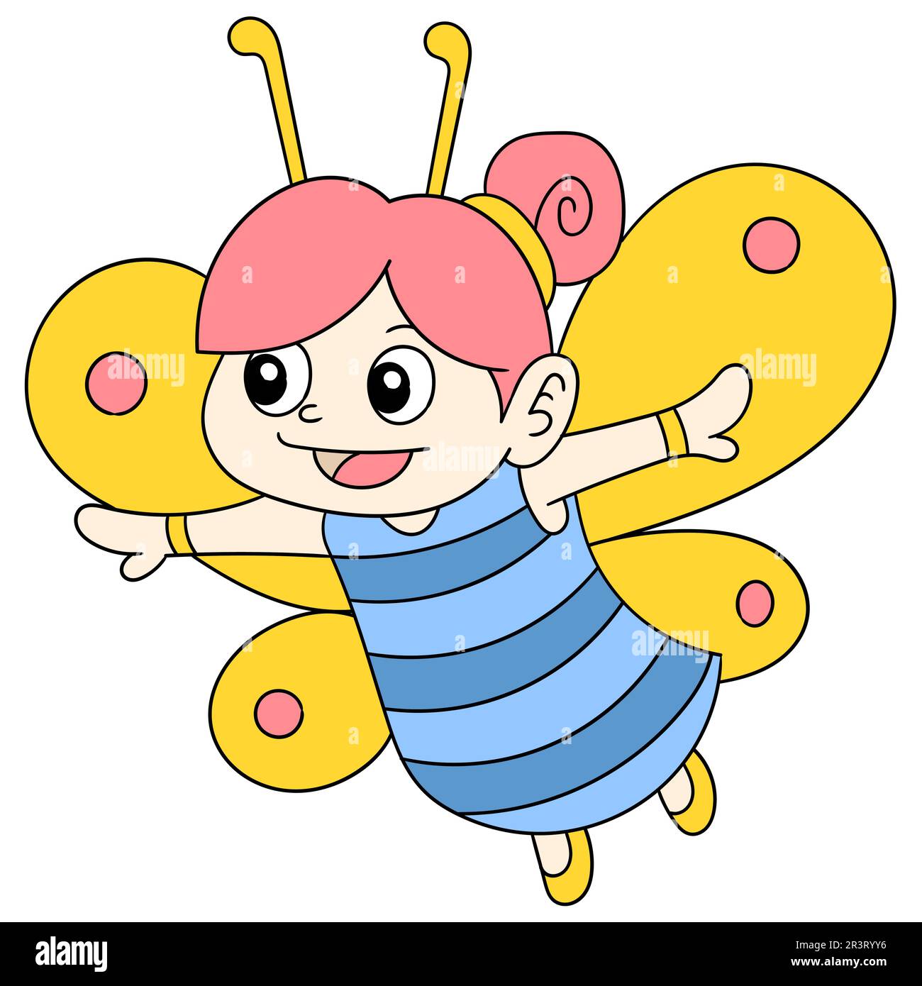 Cute winged pretty fairy lady, doodle icon image Stock Photo - Alamy