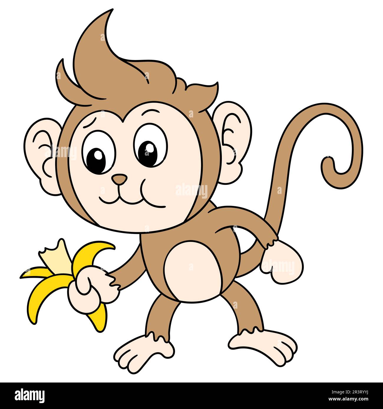 Vector illustration cute cartoon monkey Cut Out Stock Images & Pictures ...
