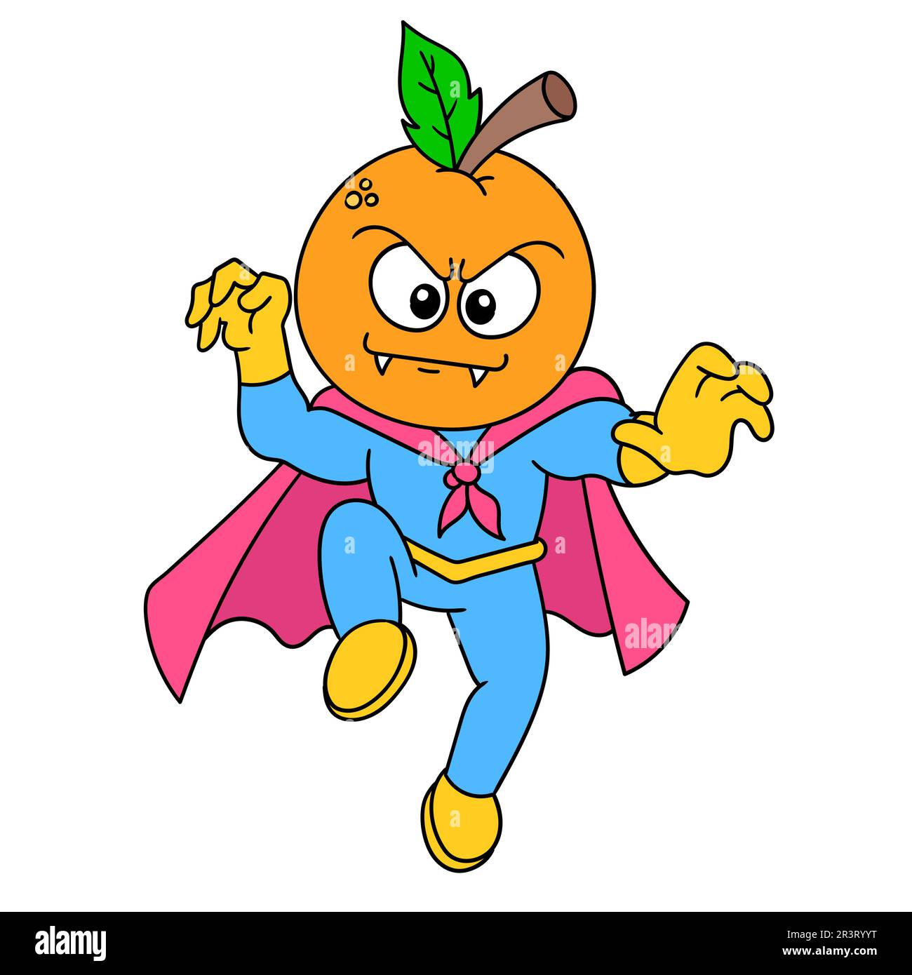 The orange headed superhero jumps up and is ready to pounce, doodle ...