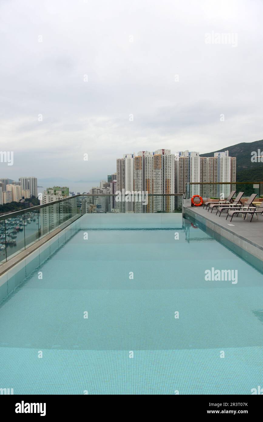 The beautiful rooftop swimming pool at The Arca hotel in Wong Chuk Hang ...
