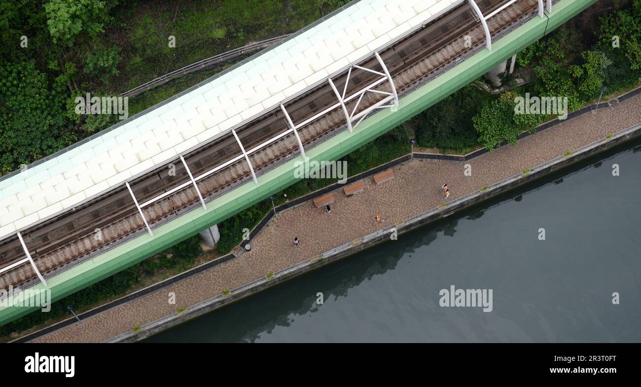 The elevated MTR track of the South Island line in Wong Chuk Hang, Hong Kong Stock Photo - Alamy