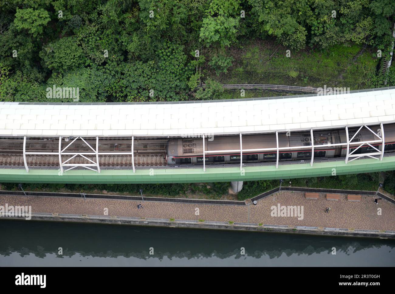 The elevated MTR track of the South Island line in Wong Chuk Hang, Hong ...