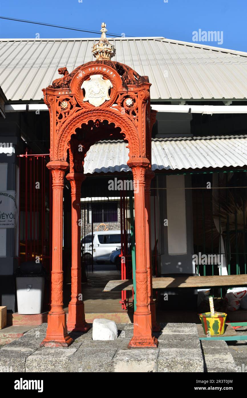 Roseau, Dominica - January 9, 2023- Fountain at the Old Market Plaza of ...